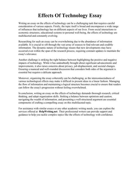 Effects Of Technology Essay How Technology Affects Education Essay