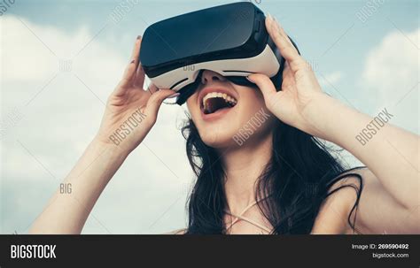 Happy Girl Using Vr Image And Photo Free Trial Bigstock