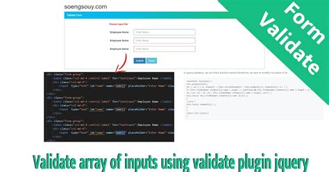 how to validate array of inputs using validate plugin jquery