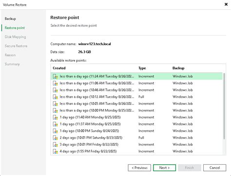 Step 3 Select Restore Point Veeam Agent Management Guide