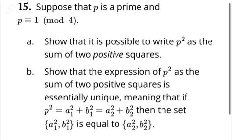 solved 15 suppose that p is a prime and p 1 mod 4 a