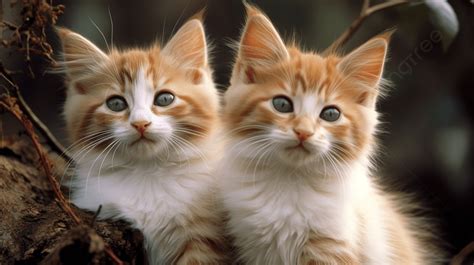 Fondo Dos Gatitos Naranjas Se Sientan Juntos En Un árbol Fondo Fotos