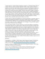 Logistic Regression Docx Logistic Regression A Statistical Binary Classification Method Is A