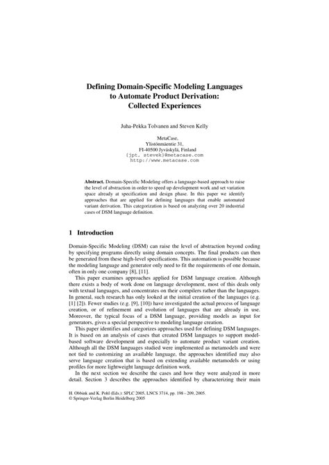 pdf defining domain specific modeling languages to automate product