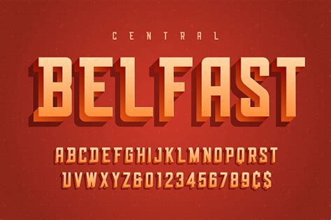 벡터 복고풍 3d 디스플레이 글꼴 디자인 알파벳 글꼴 문자 및 숫자 술 마실 것에 대한 스톡 벡터 아트 및 기타 이미지 술 마실 것 그림자 라벨 Istock