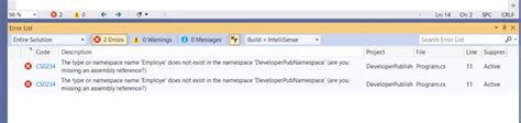 C Error Cs0234 The Type Or Namespace Name Name Does Not Exist In