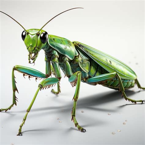 Hyper Realistic 3d Green Grasshopper Illustration With Mantis Varieties Stock Illustration