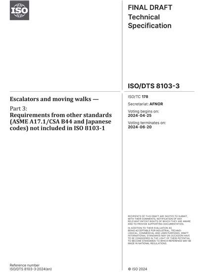 ISO DTS FDIS Escalators And Moving Walks Part Requirements From Other
