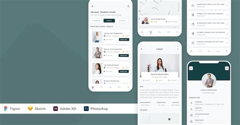 Kit De Interface Do Usuário Do Aplicativo Móvel Lawyer Finder Modelos Gráficos Envato Elements