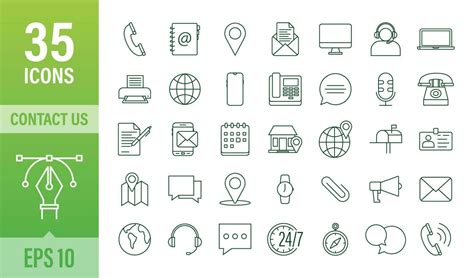 Trendy Icon With Contact Us Thin Line Business Icon Set For Web Design