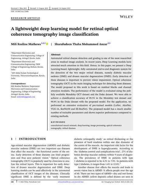 A Lightweight Deep Learning Model For Retinal Optical Coherence Tomography Image Classification
