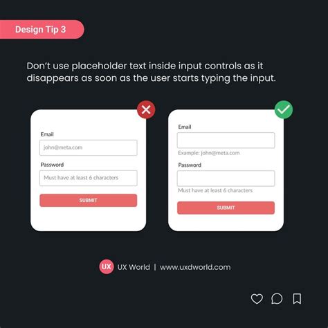 Design Tip Dont Use Placeholder Text In The Input Control Design Learn Ux Design