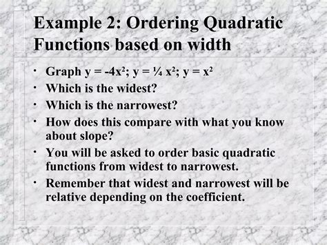 Exploring Quadratic Functions PPT