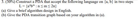 Solved 3 30 Construct A PDA That Accept The Following Chegg Com