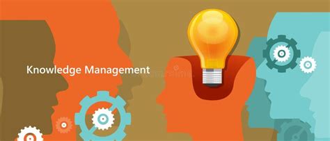 Knowledge Management Concept Idea Lamp Inside Brain Stock Illustration