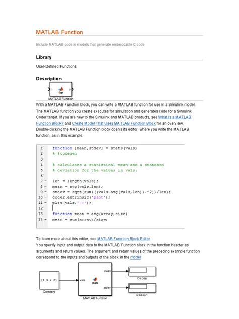 Matlab Function Pdf Matlab Parameter Computer Programming