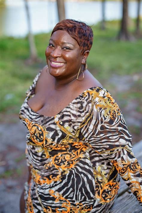 Attractive Adult Plus Size Model Posing In The Park Stock Image Image