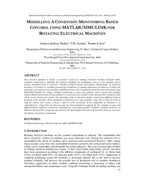 Pdf Modelling A Condition Monitoring Based Control Using Matlabsimulink For Rotating