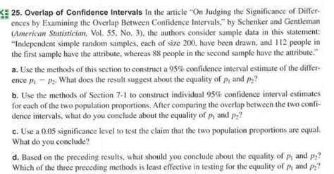 [answered] 25 Overlap Of Confidence Intervals In The Article On Judging Kunduz