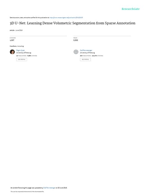 3d U Net Learning Dense Volumetric Segmentation Fr Pdf Image
