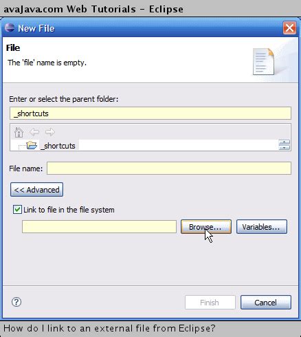 How Do I Link To An External File From Eclipse Web Tutorials Avajava