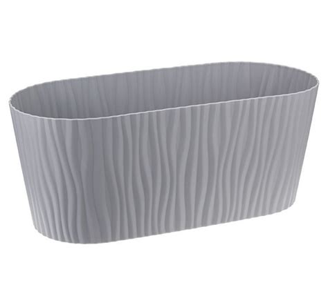 Кашпо балконное овальное СЕРОЕ 4 2л ВОЛНА 33х15х13 5см с дренажным вкладышем купить с
