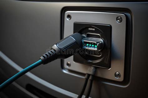 Electric Vehicle Charging And Socket Detail With EV Charger Connected To A Charging Station Ai