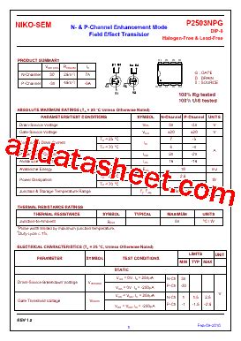 P2503NPG Datasheet(PDF) - NIKO SEMICONDUCTOR CO., LTD.