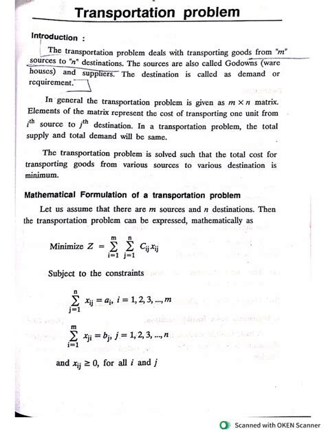 Transportation Problem Pdf