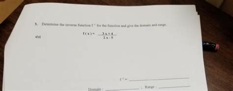 Solved Determine The Inverse Function F For The Chegg