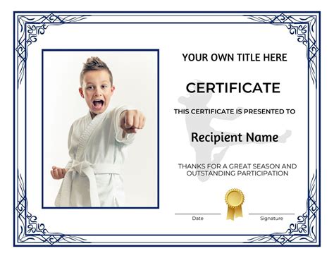 Editable Karate Martial Arts Certificate Template With Photo Etsy