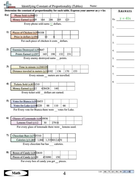 Proportional Tables Worksheet Printable Word Searches