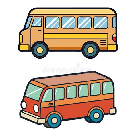 Cartoon Colorful Bus Vector Illustration For Transportation And Travel