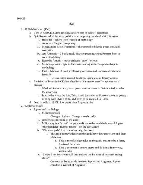 Classics Notes For You Summaries Classical Philology Docsity