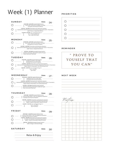 Spring Break Study Schdule Pdf