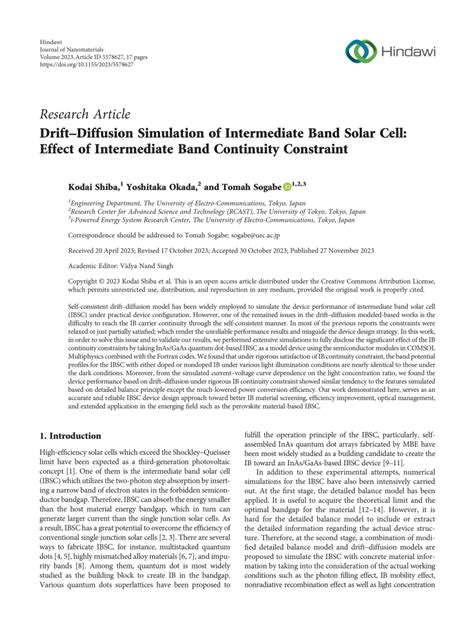 pdf drift diffusion simulation of intermediate band solar cell