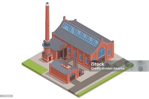 아이소메트릭 산업 플랜트 공장 빈티지 건물 오래된 맥주 공장 또는 오래된 제조소 강철에 대한 스톡 벡터 아트 및 기타 이미지 강철 개념 건물 외관 Istock