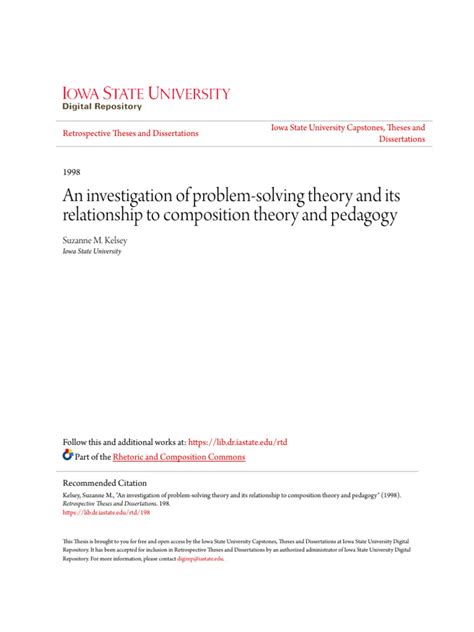 An Investigation Of Problem Solving Theory And Its Relationship Pdf