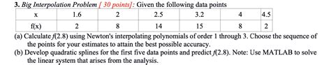 solved x 3 big interpolation problem [ 30 points] given