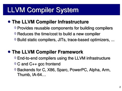 ppt the llvm compiler framework and infrastructure powerpoint
