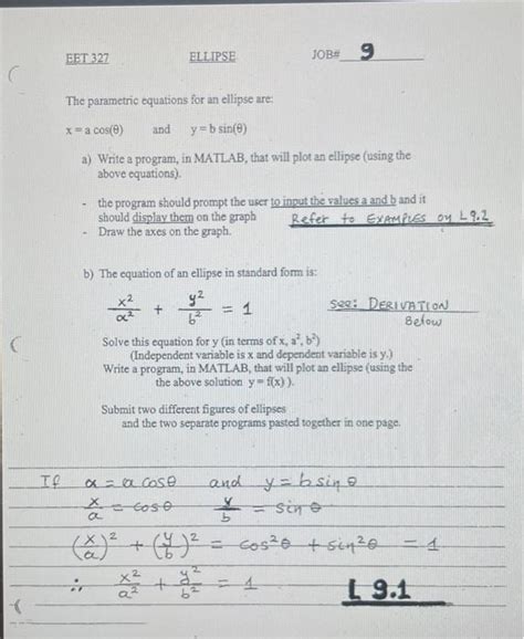 solved the parametric equations for an ellipse are