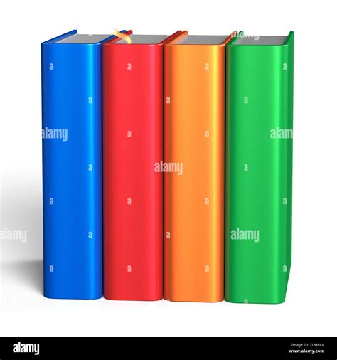 Books Blank Educational Four Textbook Bookshelf Bookcase Row Standing 4