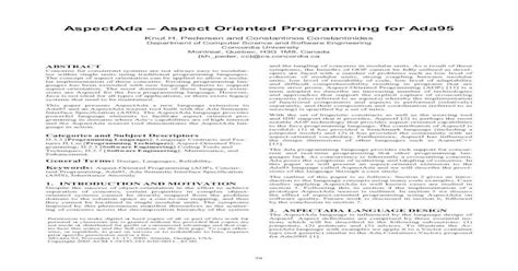 Pdf Aspectada Aspect Oriented Programming For Ada95 · Aspect