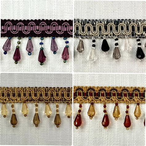 Lucite Crystal Beaded Tassel Fringe Trim 15 Width Tf 57 Collage 22