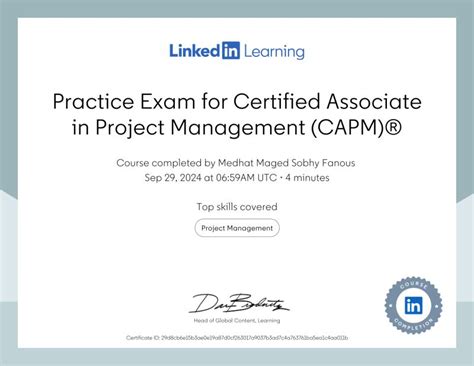 Medhat Maged Sobhy Fanous Capm® On Linkedin Certificate Of Completion