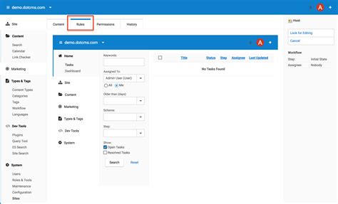 unable to see the rules portlet into the site properties · issue 12817