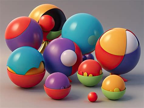 Premium Photo A 3d Render Of A Set Of Colorful Spheres