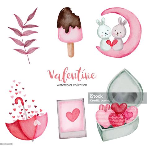 발렌타인 데이는 토끼 아이스크림 책 등을 설정합니다 스티커 키트 인사말 축하 초대장 플래너에 대한 템플릿 벡터 일러스트 레이 션 개체 그룹에 대한 스톡 벡터 아트 및 기타