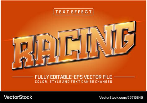 Racing Font Text Effect Editable Royalty Free Vector Image