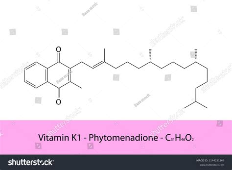 Vitamin K1 Skeletal Structure Molecular Formula เวกเตอร์สต็อก ปลอดค่า